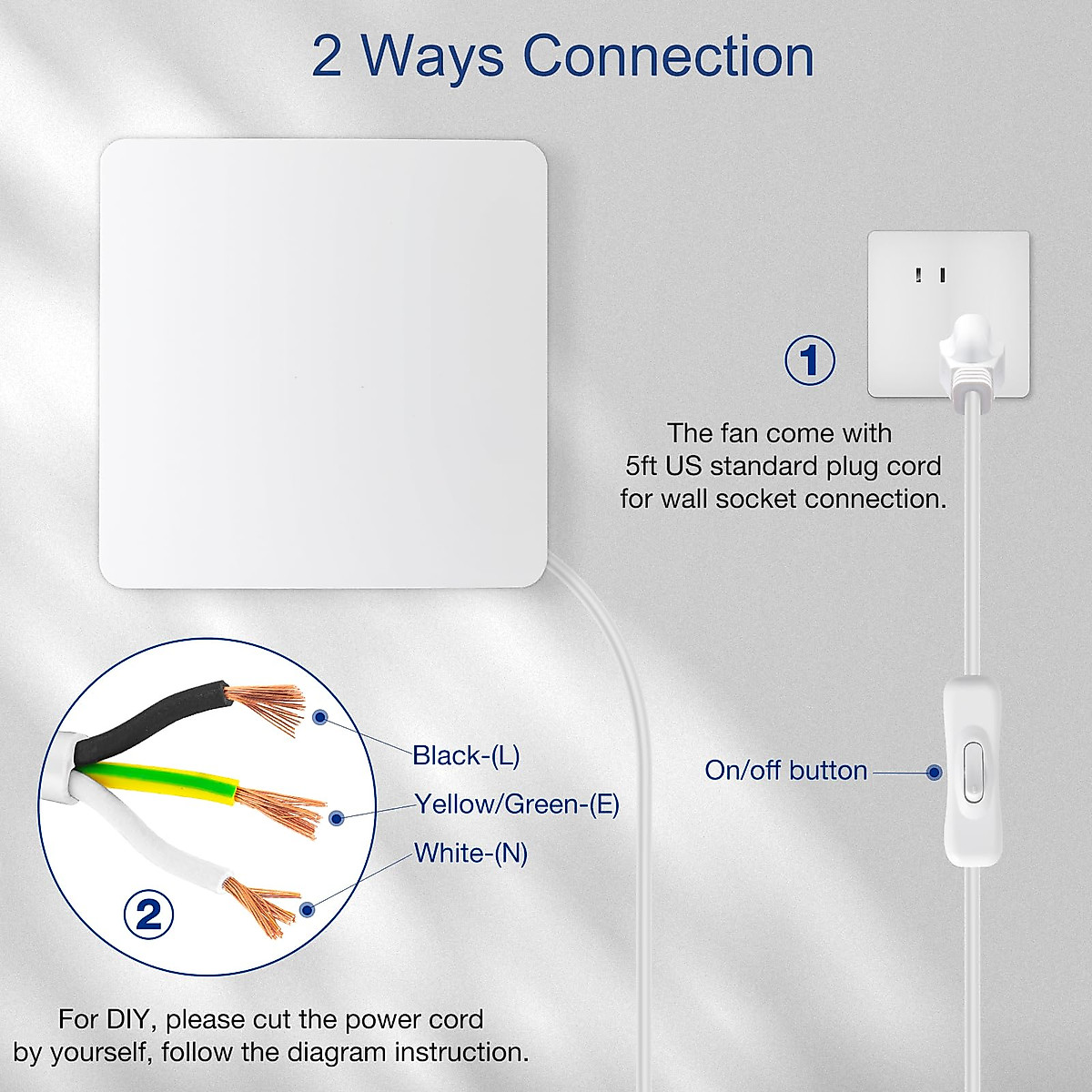 Fanspex 6” Bathroom Exhaust Fan With Front Panel, Bathroom Vent Fan for Window or Wall Mount, 1.0 Sones Quiet, 110 CFM, 17W Low Consumption, 5 Ft Long Cord with On/off Button