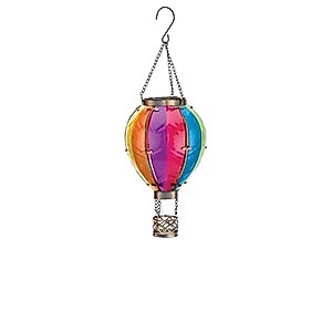 Hot Air Balloon Solar Lantern Sm Rainbow Purple Glass