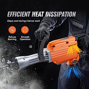 VEVOR Demolition Jack Hammer, MAX 2200W Electric Jackhammer Heavy Duty, 1350 BPM Concrete Breaker 4pcs Chisels Bit Chipping W/Case, Gloves