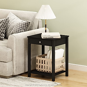 Furinno Classic Side Table with Drawer, 1 Pack, Americano