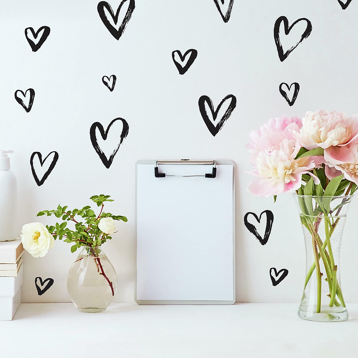 RoomMates RMK4884SCS Black Sketchy Hearts Peel and Stick Wall Decals