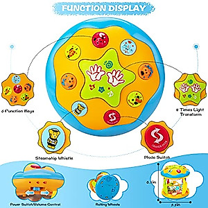 Ednzion Baby Toys 6 to 12 Months - Ocean Rotating Light Up Infant Toys 6-12 Months, Tummy Time Toys for Babies 6-12 Months, 1 Year Old Boy Girl Gifts, Musical Crawling Toy for 6M+ Toddlers