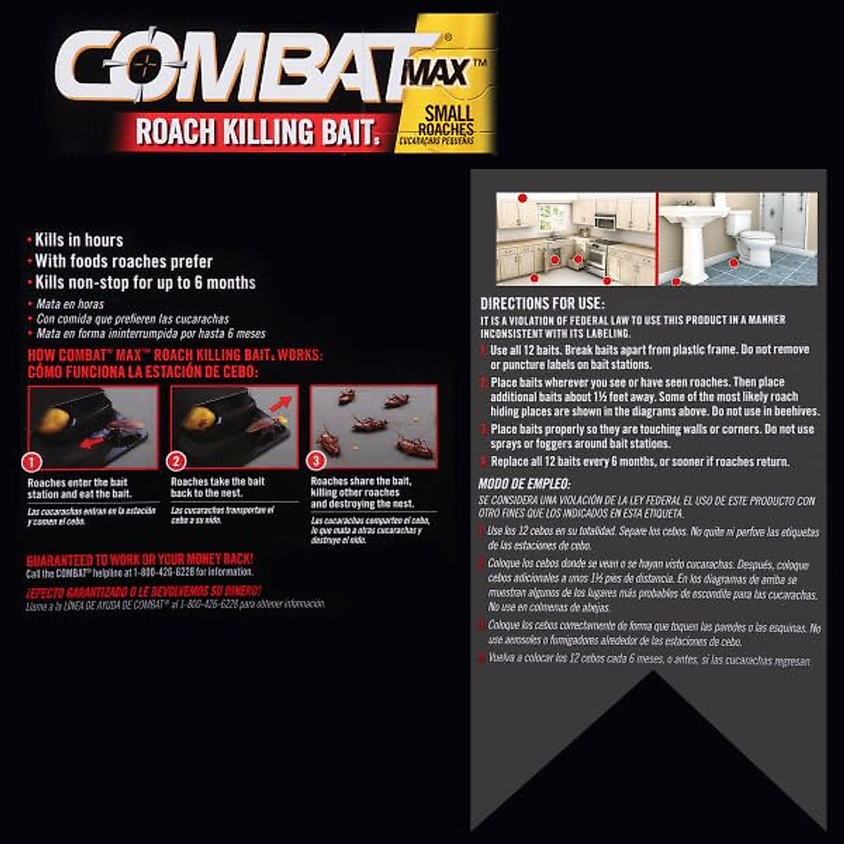 Combat 51910 Small Roach Bait, 12 Per Pack