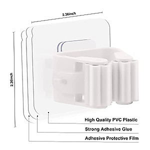 8PCS Broom Holder Wall Mount, Self Adhesive No Drilling Anti-Slip Mop and Broom Holder Organizer Hanger Wall Mount, Broom Gripper and Mop Holder Wall Mounted for Home Garden Garage Storage