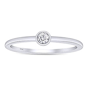 SAVEARTH DIAMONDS Round Cut Lab Grown Diamond Solitaire Stackable Engagement Ring In 10K Solid White Gold Jewelry For Women (G-H Color, VS-SI Clarity, 0.07 Cttw)-6