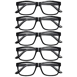 AIMISUV 5 Pack Reading Glasses for Women Men - Blue Light BlockingUV Filter Computer Readers,Anti Eyestrain Eyeglasses (Light Black, 2.50, x)