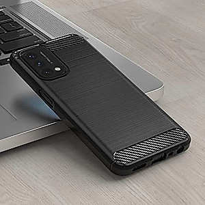 M MAIKEZI OnePlus Nord N200 5G case,OnePlus Nord N200 case,with HD Screen Protector, Soft TPU Slim Fashion Non-Slip Protective Phone Case Cover for OnePlus Nord N200 5G (Black Brushed TPU)