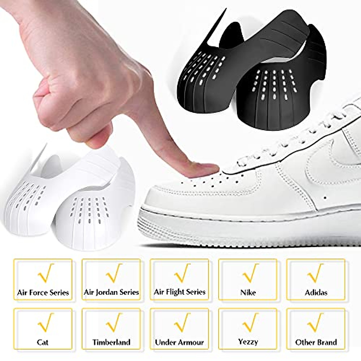 GORYGOLD 6 Pairs Crease Protector for Sneaker Shoes, No Crease Shoe Inserts Anti Crease Decreaser Guard, Women Size 7-12