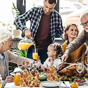 Thanksgiving Treat Bags, Fall Treat Bags, Thanksgiving Candy Bags, Thanksgiving Bags for Goodies, 50 PCS Thanksgiving Cellophane Bags with Ties, Thanksgiving Plastic Bags, Thanksgiving Cello Bags, Thanksgiving Gift Bags for Thanksgiving Day Party Favor Su