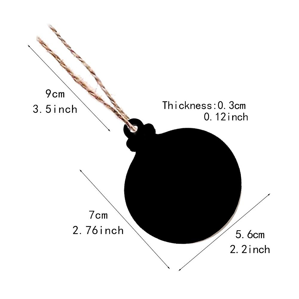 Healifty Mini Two-Sided Chalkboard 10PCS Round Mini Chalkboard with Hemp Rope Blackboard Message Board for Home Decoration Pendant DIY Accessories