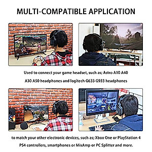 JAINTA A10 A40 Replacement Cable Compatible with for Astro A10 A40 A30 A50 Headsets Cord Lead Compatible with Xbox One Play Station 4 PS4 Headphone Audio Extension Cable 6.6 Feet