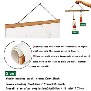 CHDITB Dinosaur Art Print Magnetic Natural Wood Hanger Frame Poster,Canvas Animal Dinosaur Alphabet Painting 28X45cm Wall Hanging Art Print for Kids Room Classroom Nursery Decor