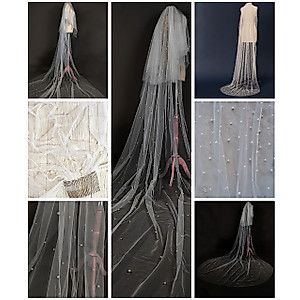 Passat Ivory 1Tier Cathedral Veils Pearl Wedding Veil Ivory Pearl Veils Bridal Veil Pearl Veils For Brides Ivory