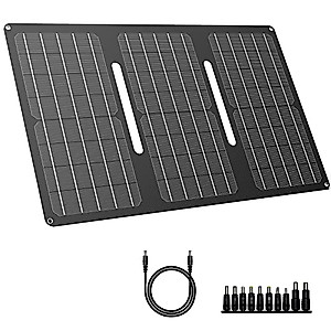 Portable Solar Panel with 15V DC Output, 30W Foldable Solar Charger for Solar Generator,10 in 1 Connectors, DC to DC Cable, Waterproof IP65 for Outdoor Camping RV Road Trip Off Grid Life