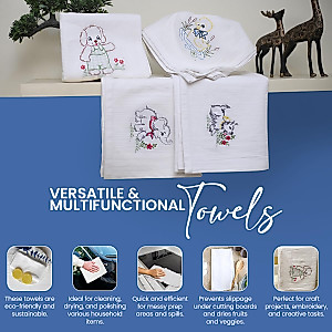 Flour Sack Kitchen Towels |Cotton Blank Towel | Tea Towel Crafting Embroidery for Easter|Flat Thick Absorbent Quick Dry | Baking Bread Proofing Linen Cover, Washable Set of 12, 28 x 28 Inch,White