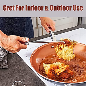 LQLMCOS Food Flipper Turner Hooks Stainless Steel BBQ Meat Hooks Cooking Barbecue Turners Hooks Grill Accessories with Wooden Handle for Grilling & Smoking (Style B - Right Handed)