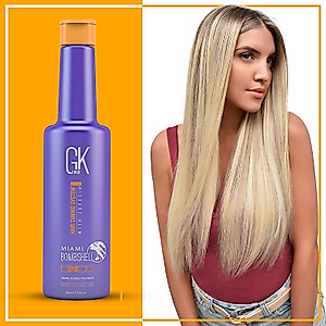 GK HAIR Global Keratin Miami Bombshell 9.5 Fl Oz Taming Blonde Purple Treatment - Hair Smoothing Toning Blowout Treatment Series Straightening Professional Results Removes Yellow Orange Brassy Tones
