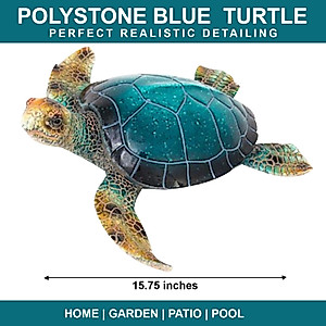 Corner Merchant Sea Turtle Statue Garden Decor, Tabletop Wall Hanging Sea Turtle Sculpture Measures 16 in x 15 in