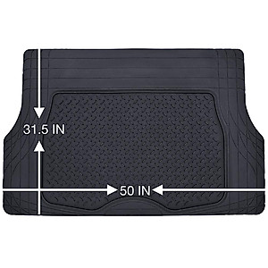Motor Trend DualFlex Heavy Duty Rubber Auto Floor Mats w/Cargo Trunk Liner Cover Padding for Car Truck SUV, Universal Trim to Fit, All Weather Protection, Blue (MT-688-BL-MT-884)