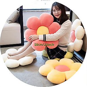 LEHU Flower Pillow, Flower Shaped Seating Cushion -Cute Daisy Pillow for Girls Tweens Room Decor Flowe Floor Pillow for Reading and Lounging Comfy (Pink petals-23'')
