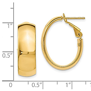 The Black Bow 7.5mm Polished 14k Yellow Gold Oval Hoop Earrings, 23mm (15/16 Inch)