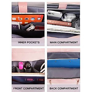 MATEIN 17 Inch Laptop Bag, Large Waterproof Laptop Carrying Case with Adjustable Handle, Cute Pink Briefcase Shoulder Messenger Bag Professional Work Computer Bag for Women Office College Travel, Pink