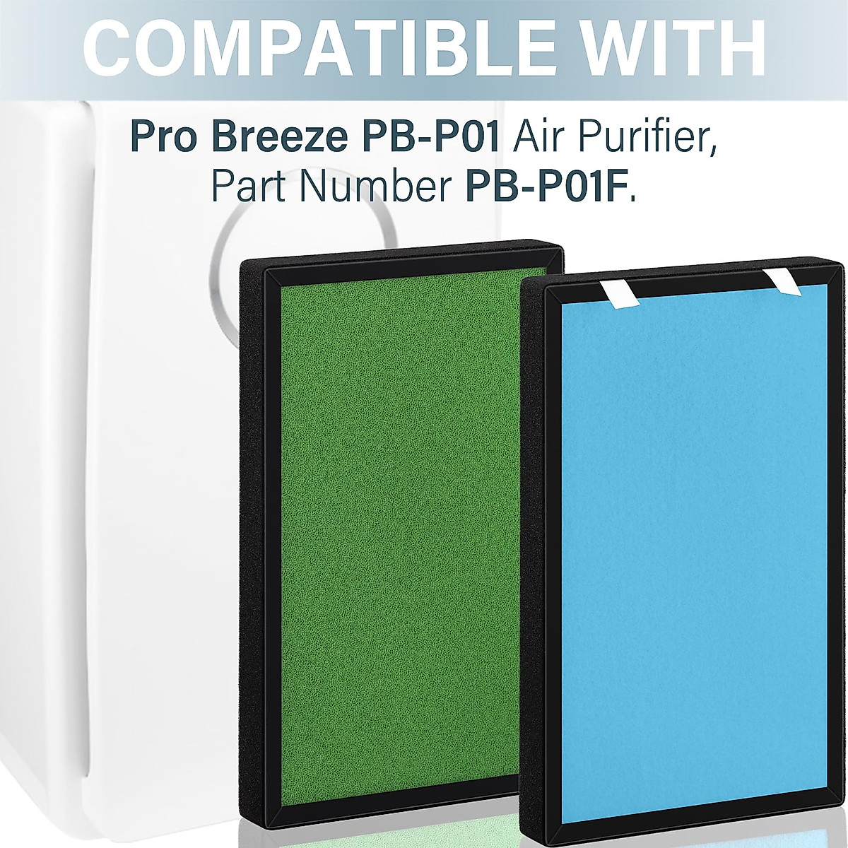 4-in-1 H13 True HEPA Replacement Filter For Pro Breeze Air Purifier PB-P01, 1 PACK.