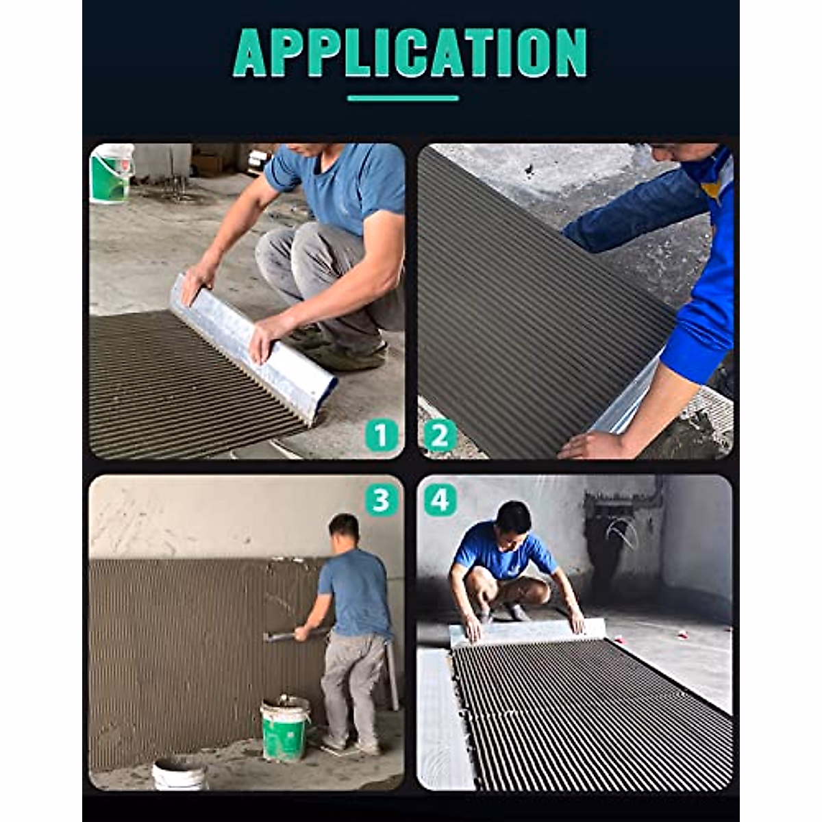 Mxmoonfree Tile Tools 24'' Large Tile Trowel 2/5" x 2/5" Square Notch Trowel Tile Adhesive Spreader, Perfect for Large Tiles Flooring & Tiling Masonry Hand Trowel