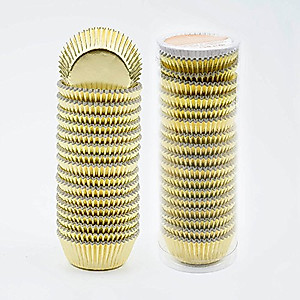 Gifbera Mini Foil Baking Cups Gold, 300-Count Bright Foil Paper Gold Cupcake Liners Mini Size