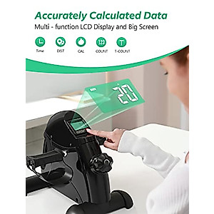 FEIERDUN Mini Exercise Bike, Under Desk Bike Pedal Exerciser Portable Foot Cycle Arm & Leg Peddler Machine with LCD Screen Displays (VC Black)