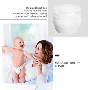 Toyvian 2 Sets Powder Puff Box Fluffy Body After- Bath Powder Face Body Villus Powder Puff Container Makeup Cosmetic Talcum Powder Holder with Hand Holder White