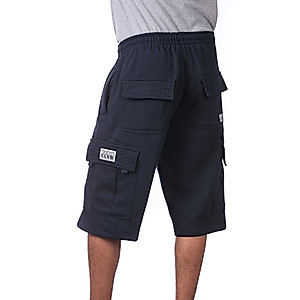 Pro Club Men's Fleece Cargo Short, Navy, X-Large