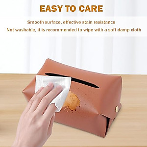 Soznveg Tissue Box Cover Rectangular, PVC Leather Tissue Box Holder, Facial Tissues Organizer, Napkin Paper Tissue Holder for Bathroom, Living Room, Dresser, Tabletop, Car, Office Decor, Brown