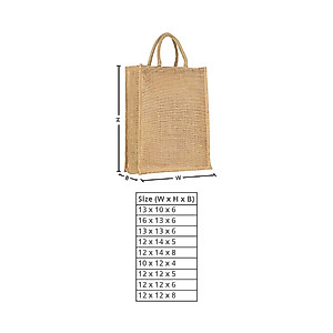 BANNER BUZZ MAKE IT VISIBLE BannerBuzz Jute Tote Bag Made of 100% Biodegradable Jute Material (16" W X 13" H X 6" B, Natural Brown Color)