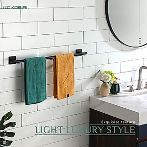 KOKOSIRI Towel Rails Bathroom Towel Bars Matte Black 24 Inch Bath Towel Holder for Cabinet Kitchen Wall Stainless Steel B4005BK-L24
