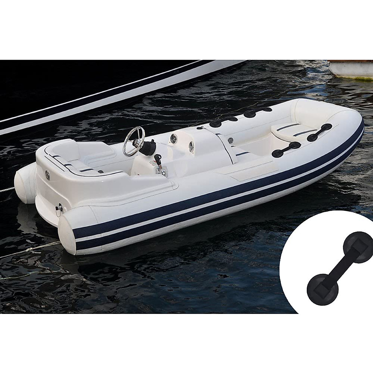 2 PCS PVC Strap Armrest for PVC Inflatable Boat, Raft, Dinghy, Kayak, Canoe, Surfboard,SUP seat Strap Patch with Handle (Black)