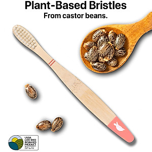 Sea Turtle Plant-Based Bristles, Bamboo Toothbrushes, Soft Natural Toothbrush for Kids (4 Pack)