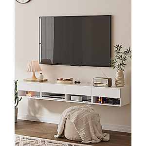 Aobafuir Floating Nightstand, Small Modern Floating Nightstand with Drawer, Floating Shelves for Bedroom, Bathroom (White)