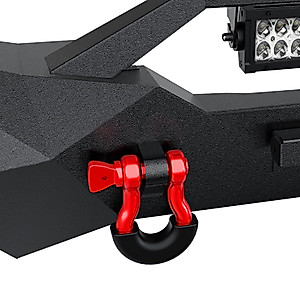 OBNAUX Front & Rear Bumpers w/Tire Carrier for 2007-2018 Jeep Wrangler JK JKU Unlimited w/Winch Plate, License Plate Bracket, Paintable Armor, OE Fog Light Holes, Hitch Receiver & D-rings