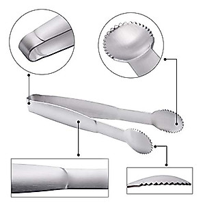 HINMAY Mini Serving Tongs 5-Inch Stainless Steel Small Appetizer Tongs, Set of 4