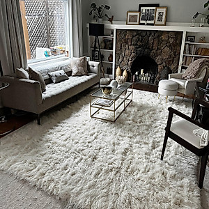 Super Plush Flokati Rugs in Popular Sizes | Plush 3000gsm Weight | Soft and Fluffy 3.5" Pile | Excellent Quality | 100% Organic Wool | Shaggy Wool Off White Area Rug (9' x 12')