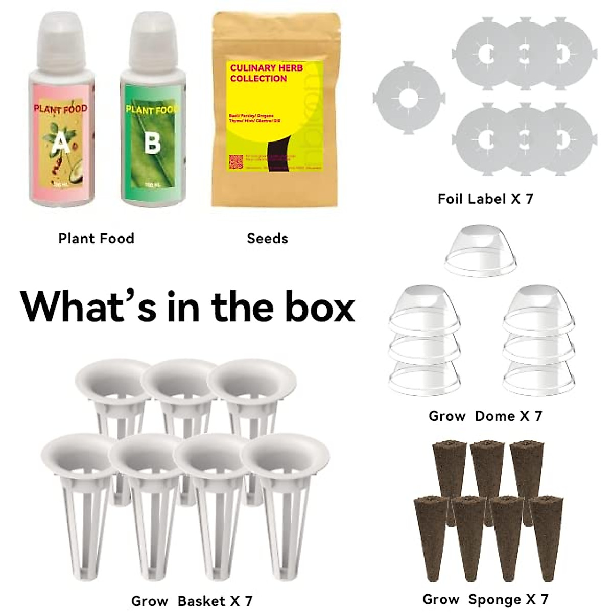 Herb Seed Starter Pod Kit Plant for AeroGarden,MUFGA, inbloom 5 Pods Hydroponics Growing System, Indoor Garden, 7-Pods (300+ Seeds Included Basil, Parsley, Oregano, Thyme, Mint, Cilantro, and Dill)