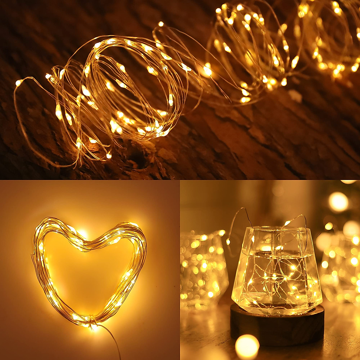 Outdoor Solar String Lights 2 Pack 33ft 100 LED Fairy Lights Waterproof Copper Wire 8 Modes Solar Fairy Lights for Bedroom Christmas Party home wedding decorations Garden Indoor Decor warm white