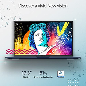 ASUS VivoBook 17X Laptop, 17.3 inch FHD Display, Intel Core i7-12700H CPU, Intel Iris Xe Graphics, 16GB RAM, 1TB SSD, Fingerprint Sensor, Windows 11 Home, Quiet Blue, K1703ZA-DS76