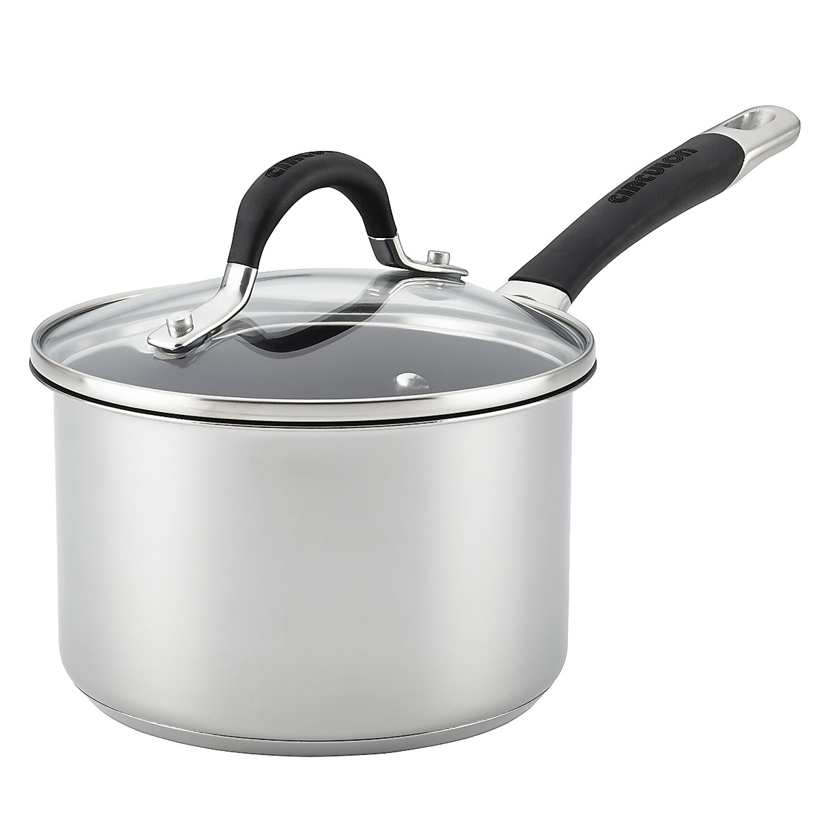 Circulon Momentum Stainless Steel Sauce Pan/Saucepan with Lid, 2 Quart, Silver