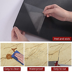 WESTICK Peel and Stick Waterproof Floor Tile Yellow Marble Floor Tiles Bathroom Flooring Tiles Peel and Stick Tiles for Floor Self Adhesive Removable Vinyl Flooring Kitchen Bedroom 12 x 12 in 5 PCS
