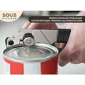 Sous Kitchen Heavy Duty Can Opener - Manual Can Openers With Premium Quality Razor Sharp Blades - Hand Can Opener Manual - Can Opener Heavy Duty For Everyday Use - Hand Held Can Openers For Kitchen