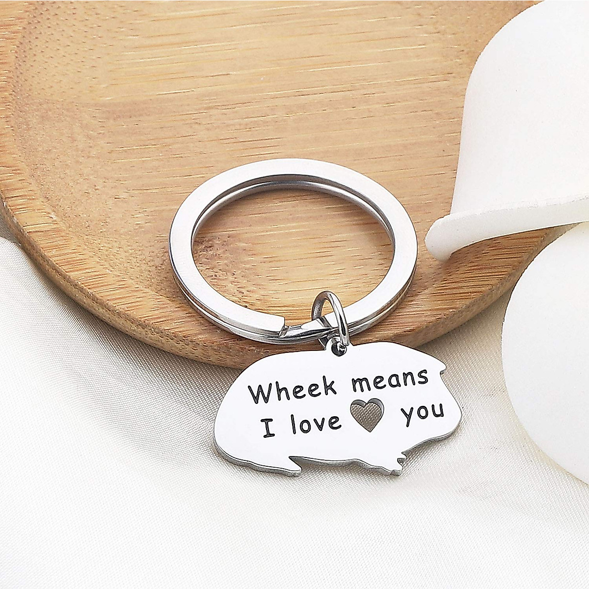 bobauna Guinea Pig Lover Gift Wheek Means I Love You Keychain Guinea Pig Jewelry Animal Lover Gift (Wheek Means I Love You)