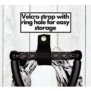 Wakesurf Rope with Handle - Adjustable 25 Foot Tow Rope with 10" Handle (White)