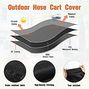 Garden Hose Reel Cart Cover, Hohong Outdoor Hose Cart Covers for Hose Reel Cart All Season Protection Waterproof Sun-Proof Dustproof - 37.8"L x23.6"Wx 36"H